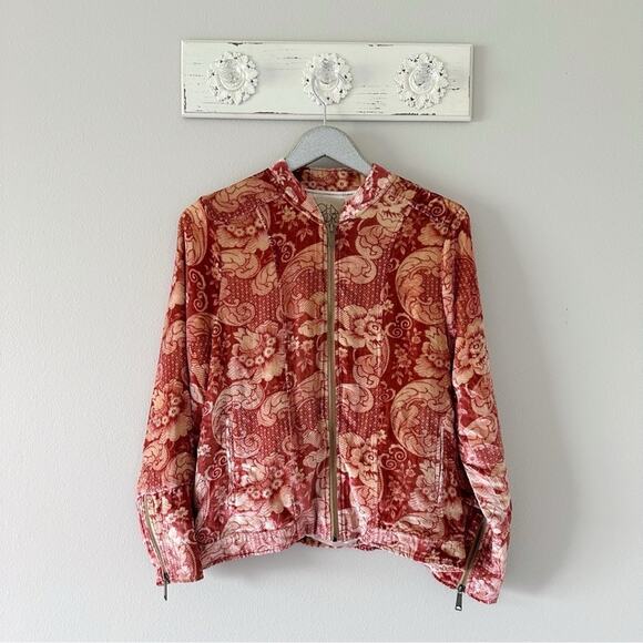 Chaser | Jackets & Coats | Chaser Pink Floral Printed Silk Bomber ...